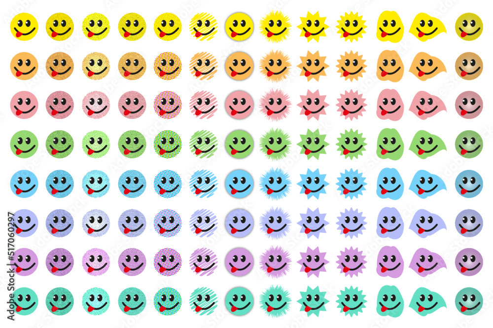 Smiley Variationen, Rainbow Edition Stock Vector | Adobe Stock