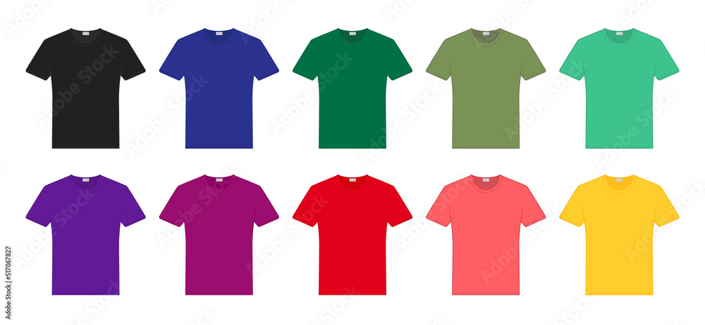 T-shirt different colors set. Templates collection. Vector illustration ...