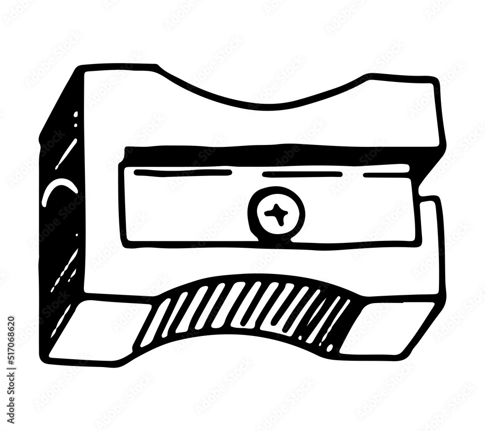 Pencil sharpener doodle. Sketch of school supply, office stationery ...