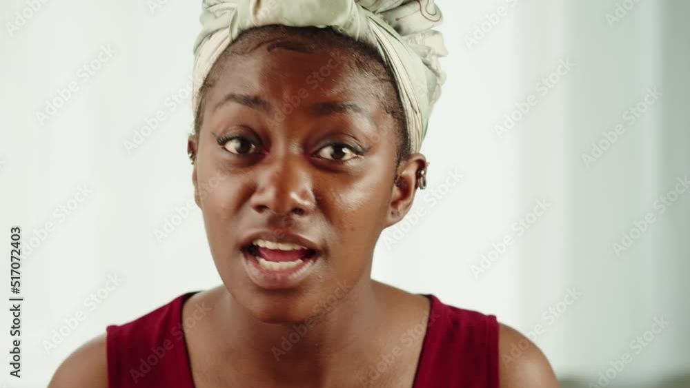 Shocked native African woman portrait. Young female student expressing ...