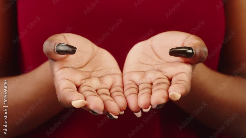 Black skin texture close-up, hand palms close-up. Native African ...