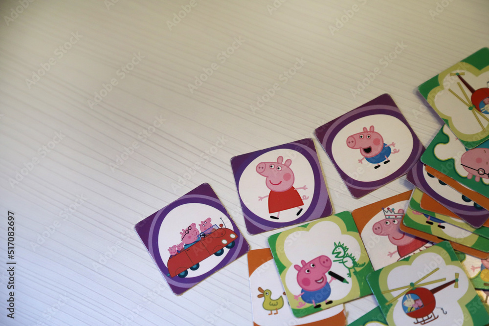 Memory game of Peppa Pig, her family and friends. Memotest. Board game ...