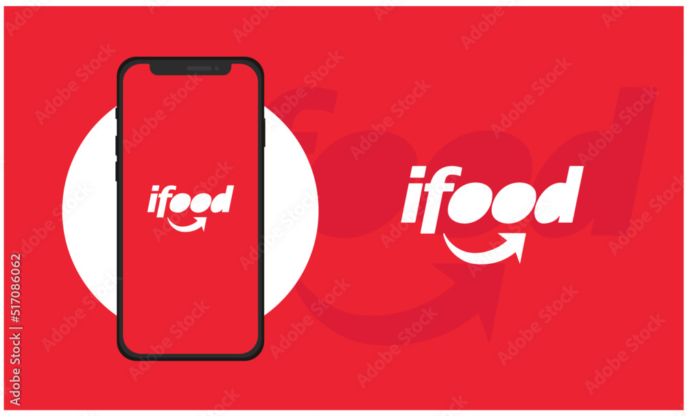 Mobile with Ifood food app. Stock Vector | Adobe Stock