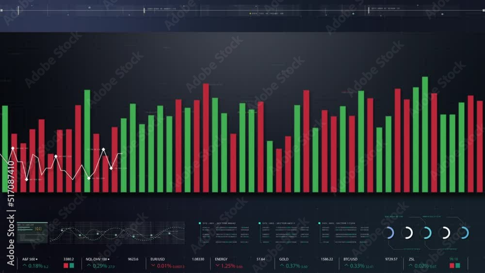 Business stock market, trading, info graphic with animated graphs ...