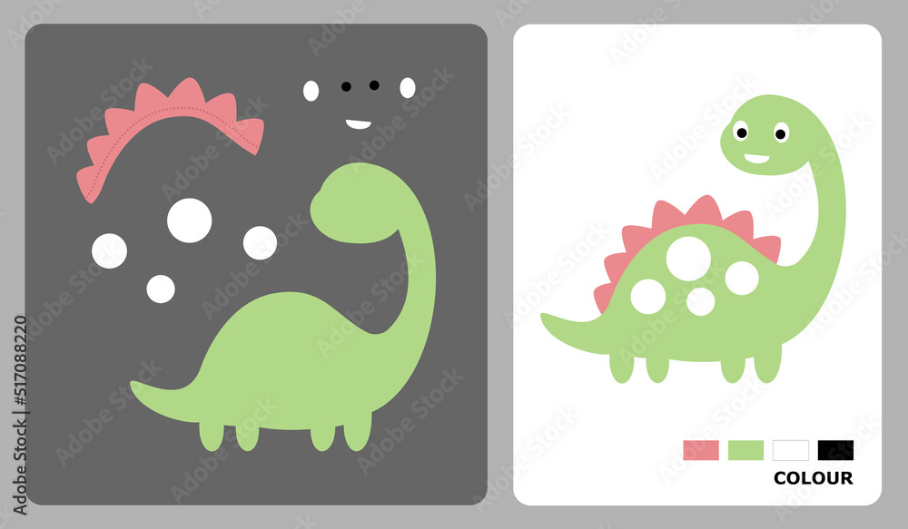 Vetor de Dinosaur pattern for kids crafts or paper crafts. Vector ...
