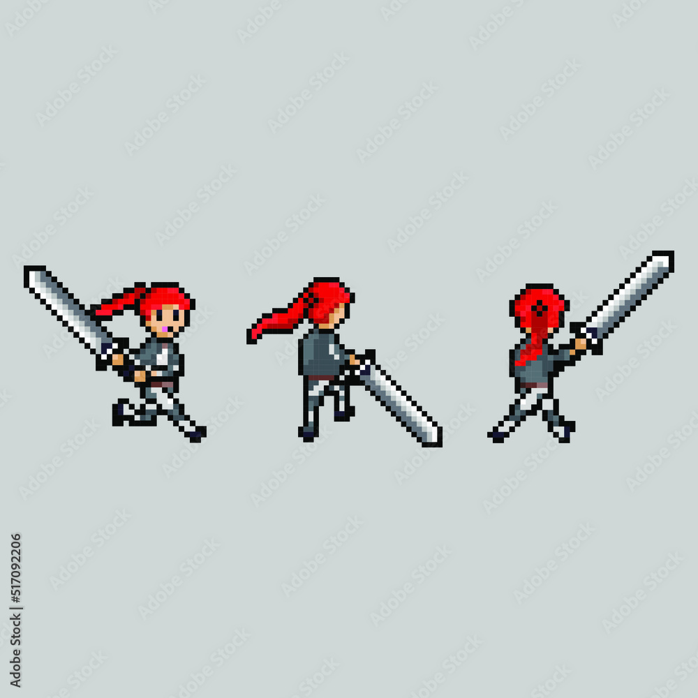 pixel art style, old videogames style, retro style 18 bit set female ...