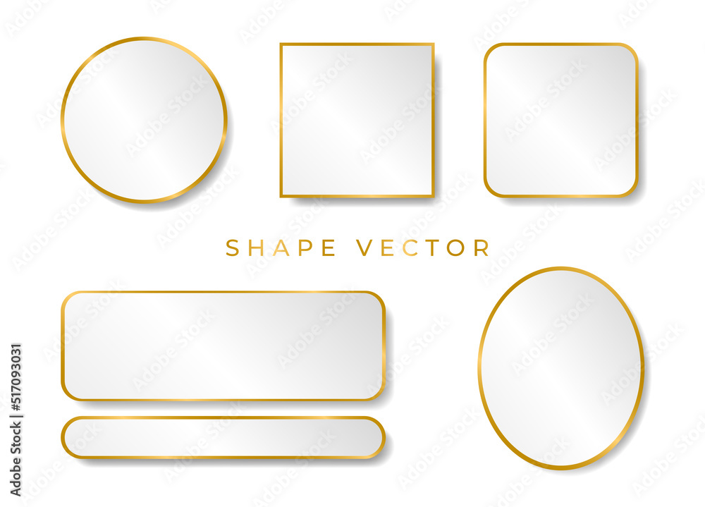 simple 3D white and gold shape board or frame vector on grey background ...