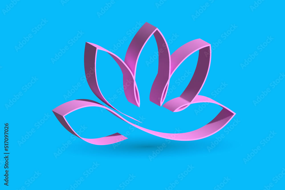 Pink lotus flower logo icon vector 3D banner render creative graphic ...