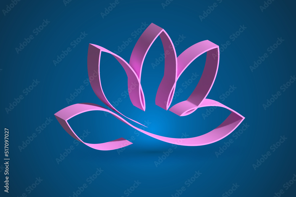 Pink lotus flower logo icon vector 3D banner render creative graphic ...