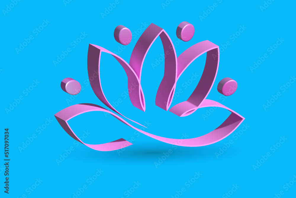 Pink lotus flower woman team logo icon vector creative 3D graphic image ...