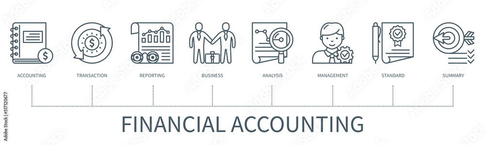 Financial accounting vector infographic in minimal outline style Stock ...