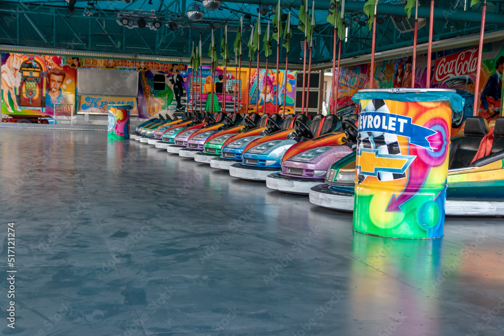 Düsseldorf, NRW, Germany - 07 14 2022: bumper cars and dodgem cars ...