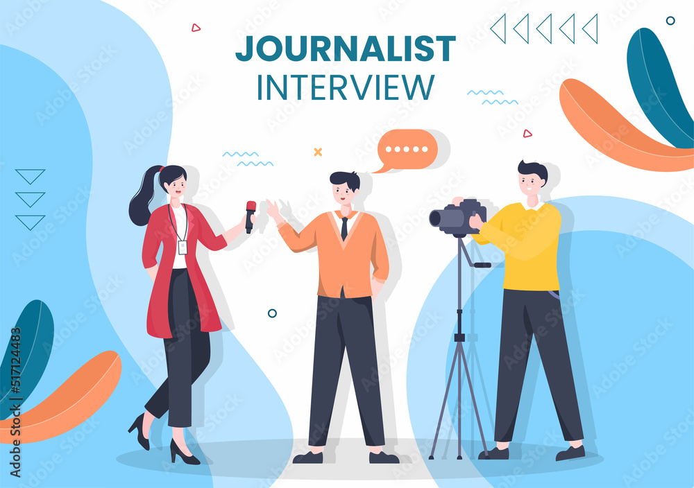 Journalism or Social Broadcasting Social Media Template Flat Cartoon ...