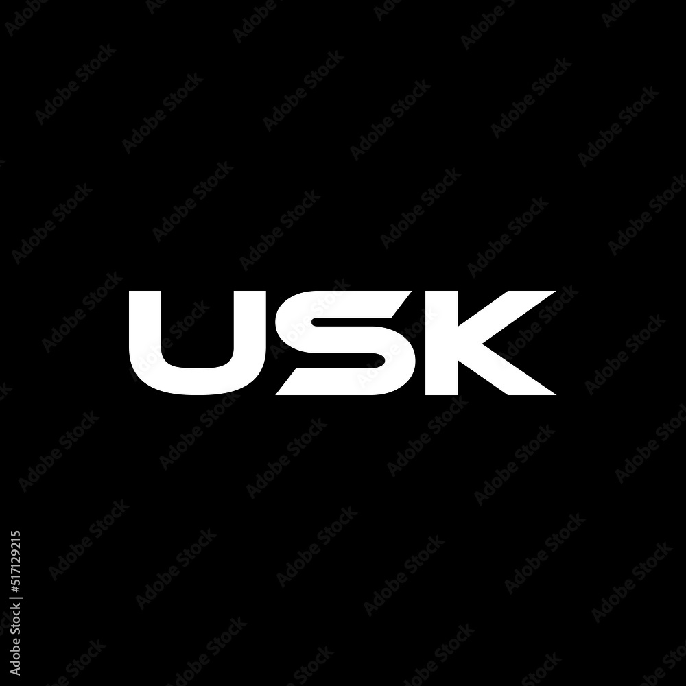 USK letter logo design with black background in illustrator, vector ...