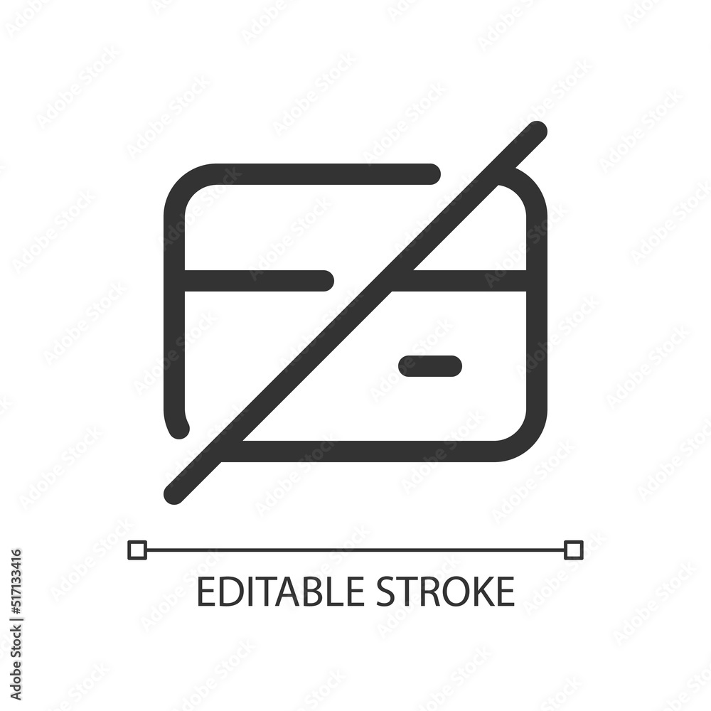 Declined payment pixel perfect linear ui icon. Incomplete financial ...