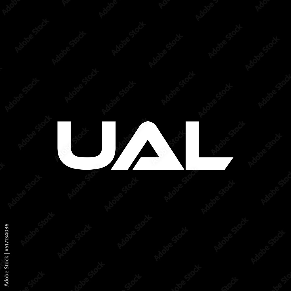 UAL letter logo design with black background in illustrator, vector logo modern alphabet font ...