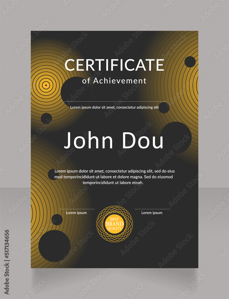 Technology achievement certificate design template. Vector diploma with ...
