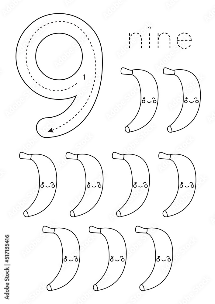 Number 9 Coloring Page Preschool