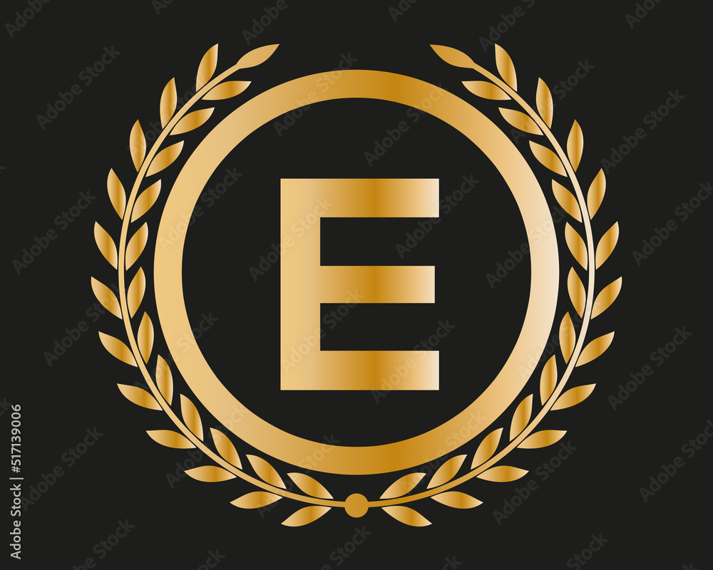 E Gold Letter Design Vector with Golden Luxury Colors and Monogram ...