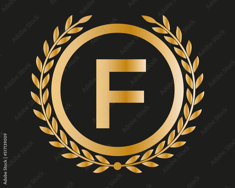 F Gold Letter Design Vector with Golden Luxury Colors and Monogram ...