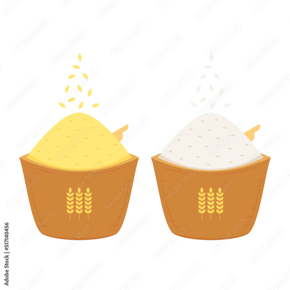 Rice sack cartoon vector. Rice bag. symbol. Paddy vector. Stock Vector ...