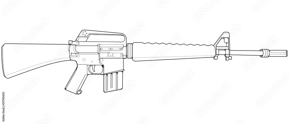 Vetor de Firearms line art style, Shooting gun, Weapon illustration ...
