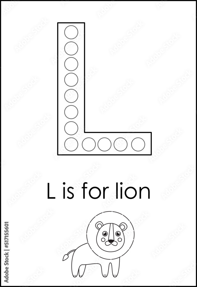 Learning English alphabet for kids. Letter L. Dot marker activity ...