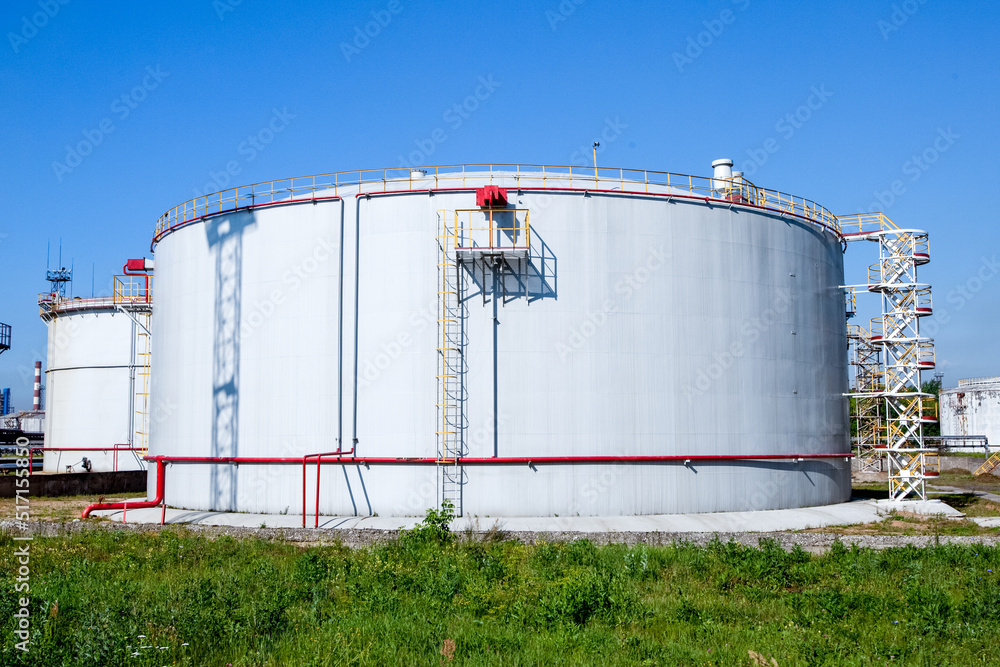 Refinery factory oil storage tank and pipelines. Oil and gas ...