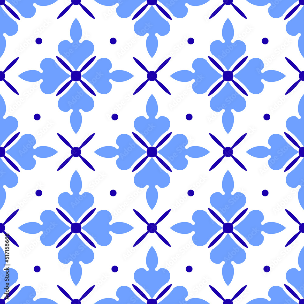 White and blue luxury vector seamless pattern. Ornament, Traditional ...