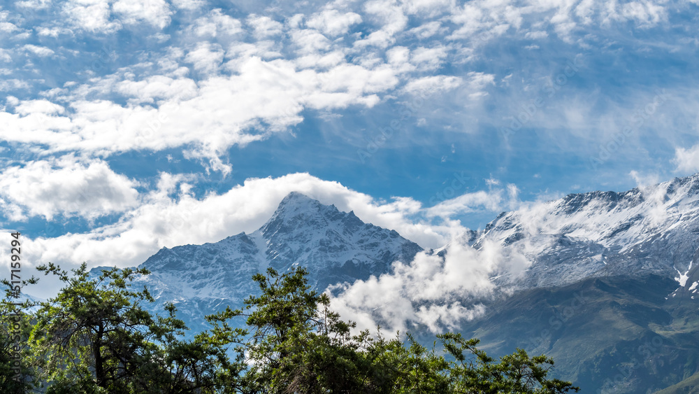Beautiful view of Keylong, the administrative center of the Lahaul and ...