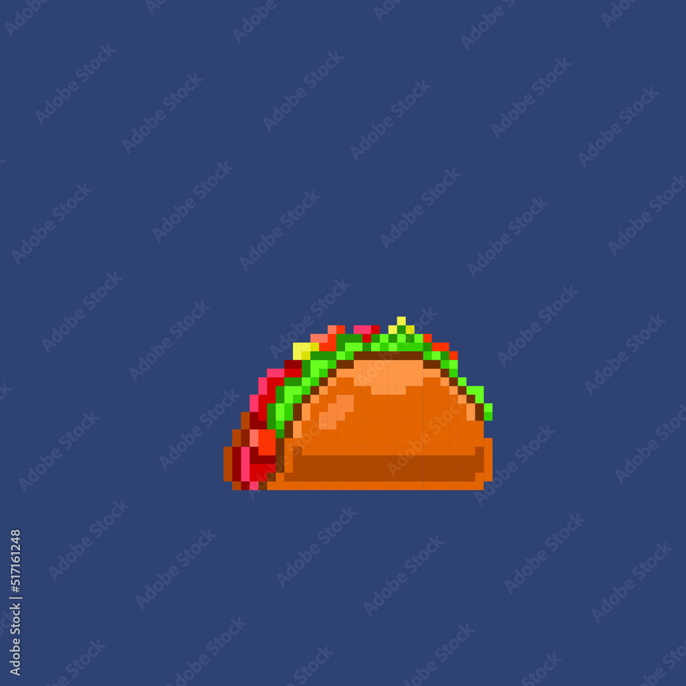tachos food in pixel art style Stock Vector | Adobe Stock