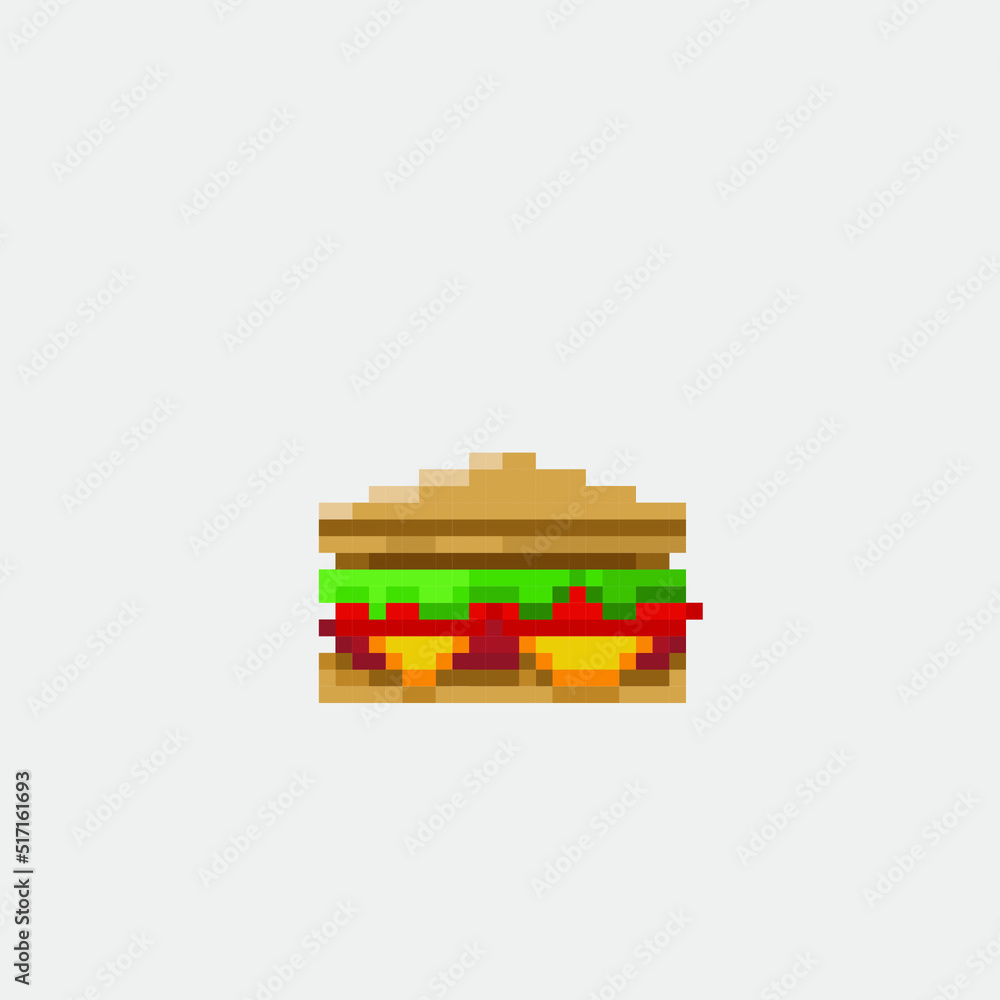 sandwich in pixel art style Stock Vector | Adobe Stock