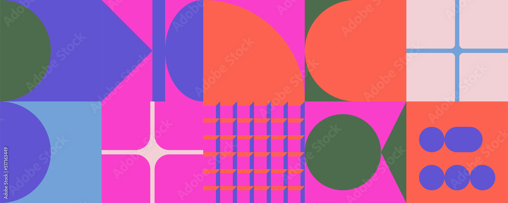 Abstract horizontal Geometric Artwork Design With Simple Shapes And ...