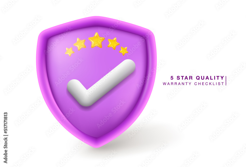 five star quality assurance checklist template design. 3D EPS file ...