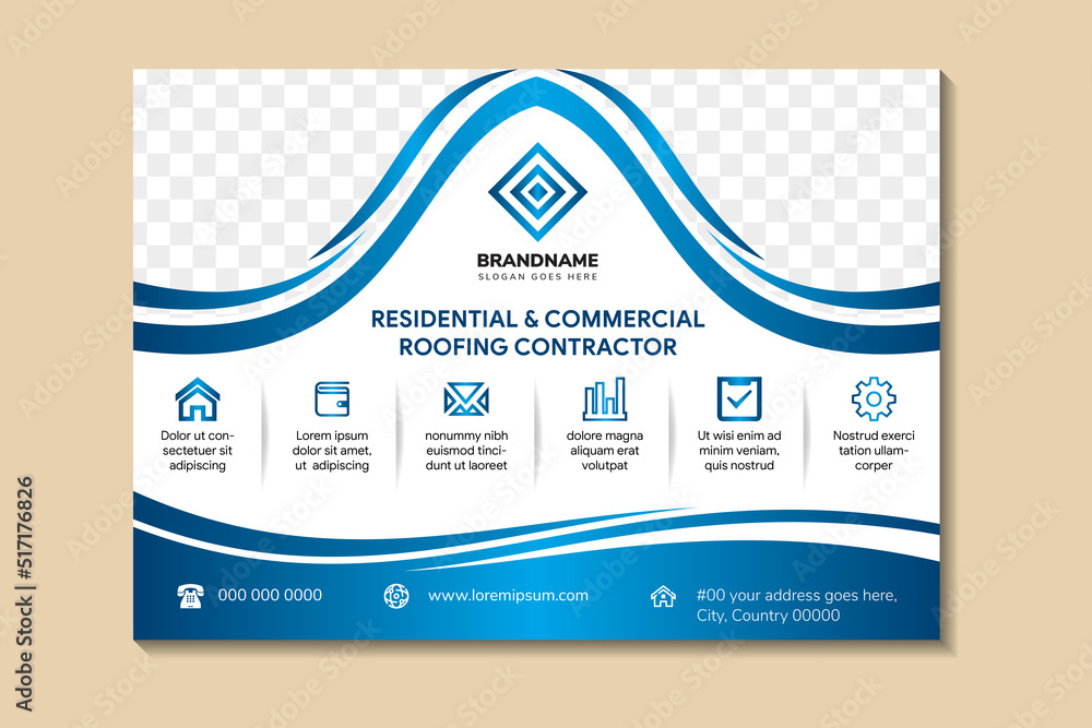 residential and commercial roofing construction banner design template ...
