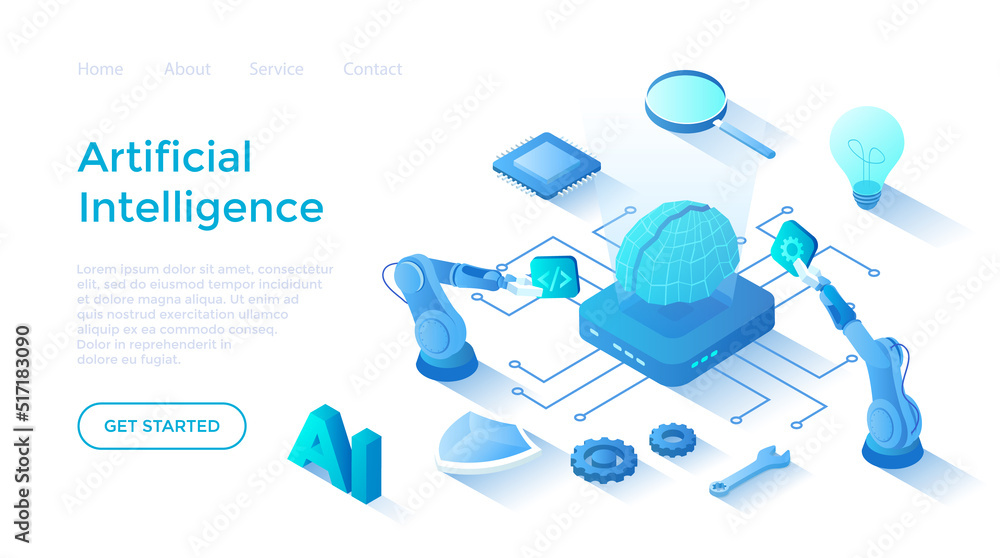 Artificial Intelligence AI, Digital brain, Artificial thinking process ...