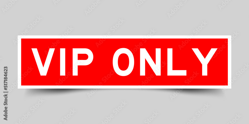 Red color square shape sticker label with word VIP (abbreviation of ...