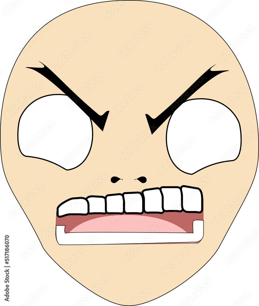 Cartoon Face Shape angry Stock Illustration | Adobe Stock