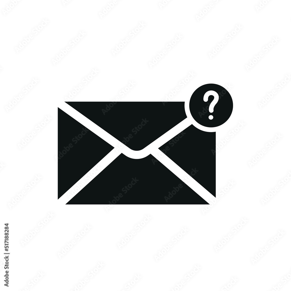 Envelope with question mark icon isolated on white background. Letter ...