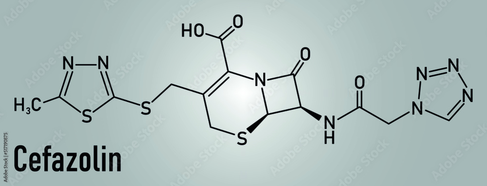 Photo & Art Print Skeletal formula of Cefazolin antibiotic drug ...