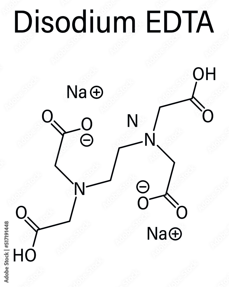 Skeletal formula of Disodium edetate or disodium EDTA drug molecule. Stock 벡터 | Adobe Stock