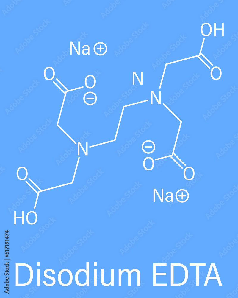 Skeletal formula of Disodium edetate or disodium EDTA drug molecule ...