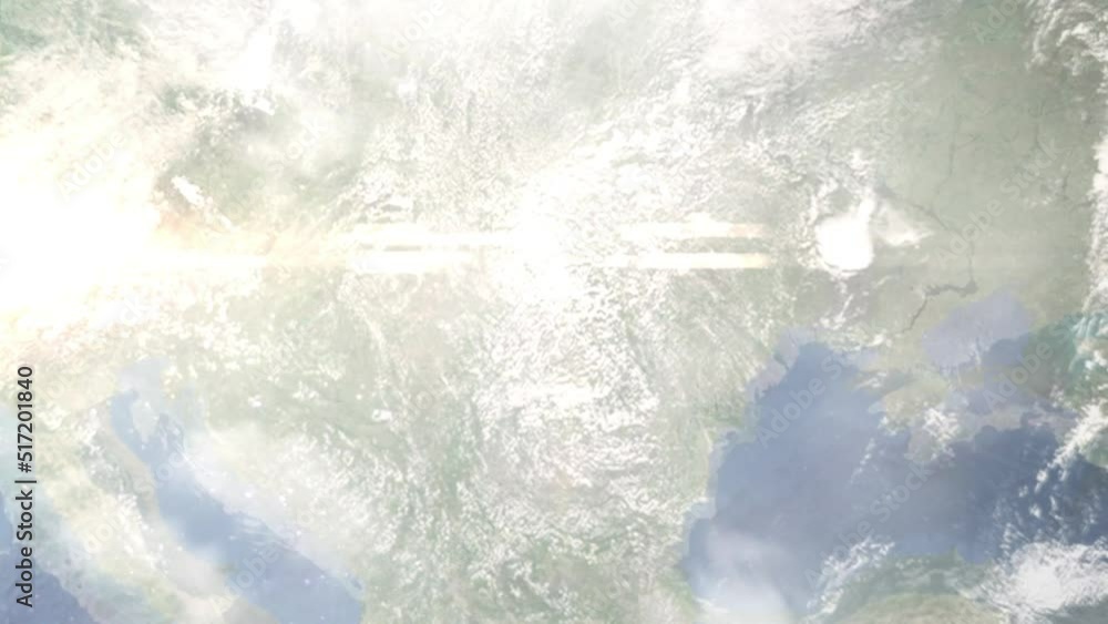 Earth zoom in from outer space to city. Zooming on Bistrita, Romania ...