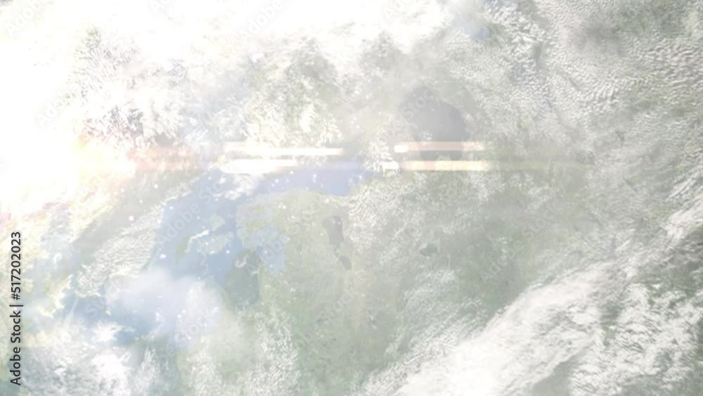 Earth zoom in from outer space to city. Zooming on Narva, Estonia. The ...