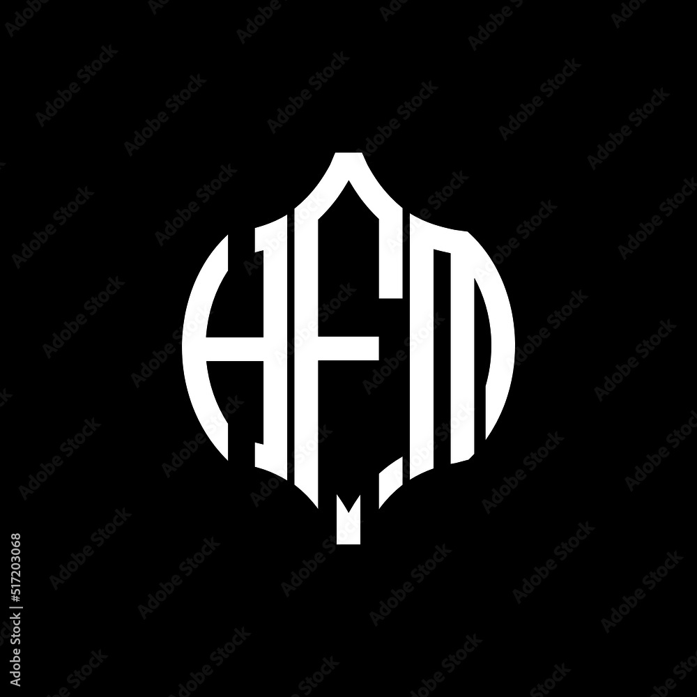 HFM letter logo. HFM best black background vector image. HFM Monogram ...