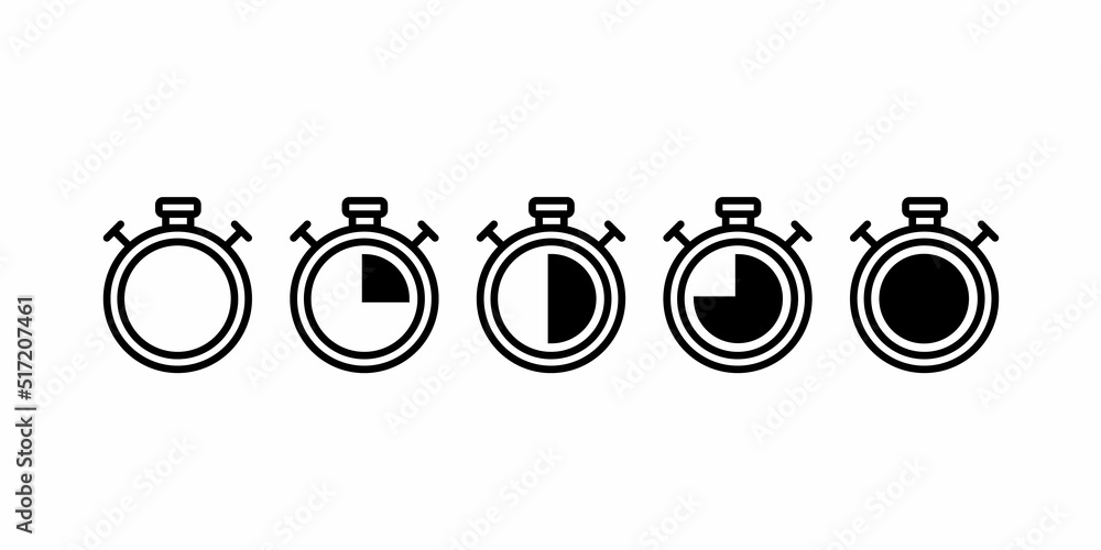 Countdown in the form of a timer on a white background in a flat style ...
