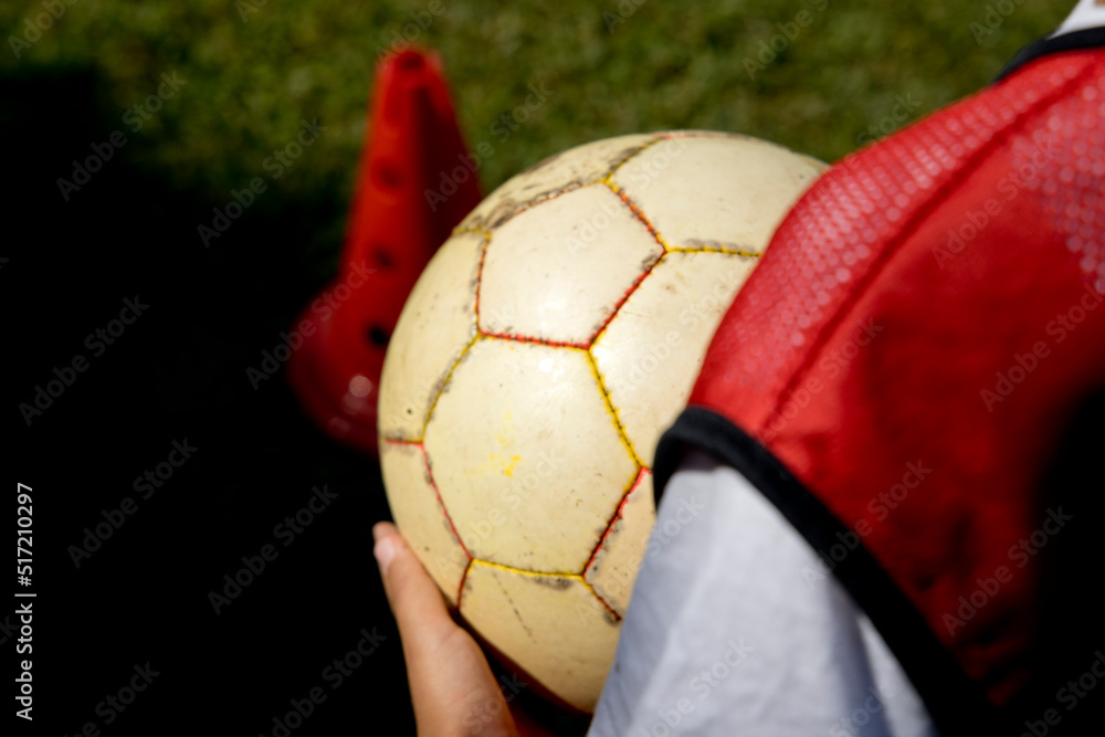 soccer ball stopped on the field ready to be kicked Stock Photo | Adobe ...