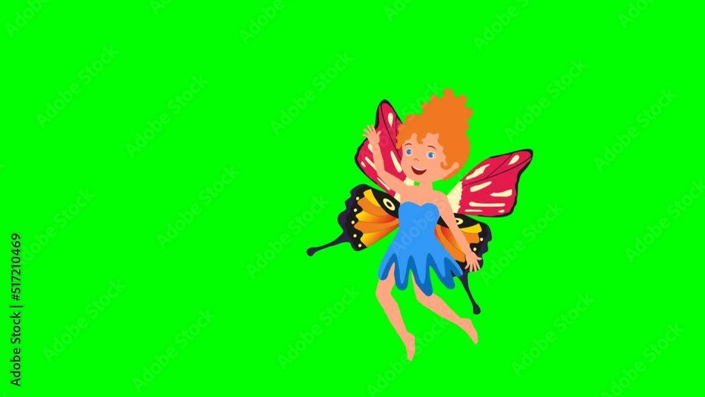 Fairy fairy flying 2d animation green screen Stock Video | Adobe Stock