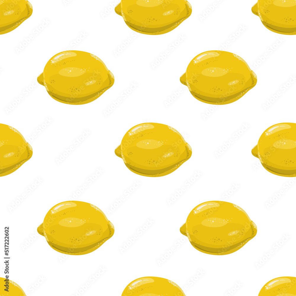 Hand-drawn seamless pattern with lemons. Lemons with branches on a ...