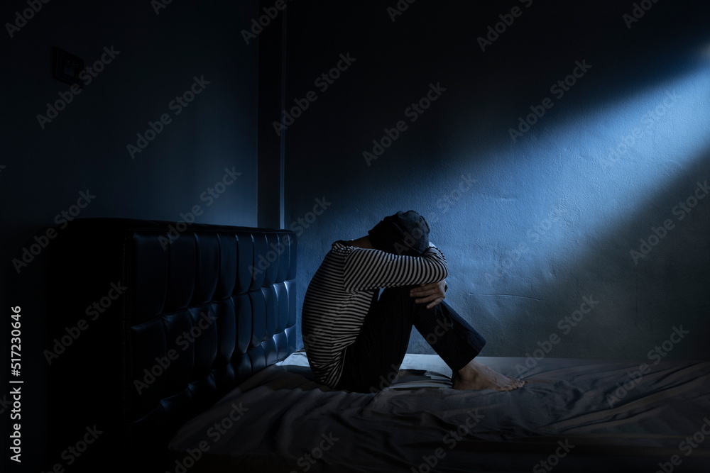 sad man in the dark room Stock Photo | Adobe Stock